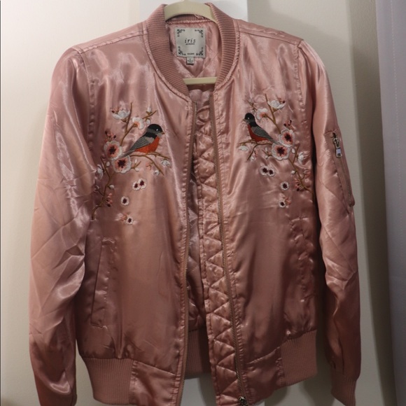 iris | Jackets & Coats | Satin Embroidered Floral Bomber Jacket | Poshmark